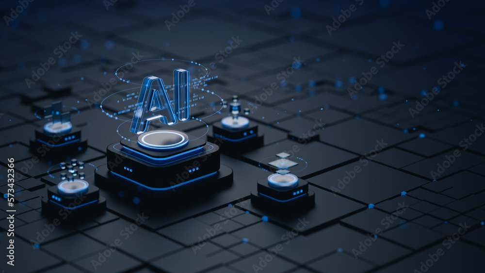 Artificial intelligence AI neural network digital brain machine deep learning processing big ...