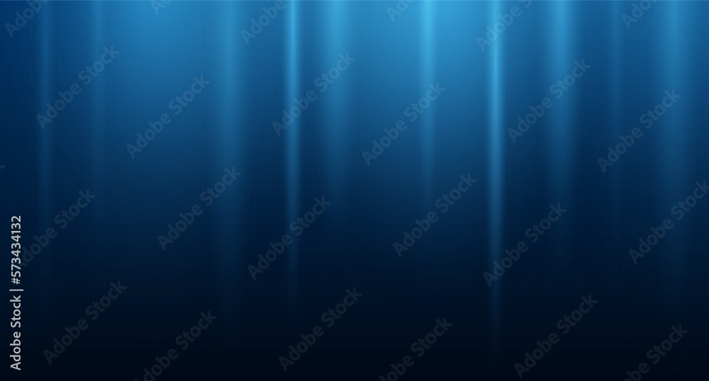 Abstract dark blue background, depth and rays of light. Backdrop for ...
