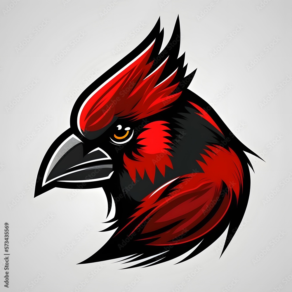 Cardinal cartoon head vector, white background, digital illustration ...