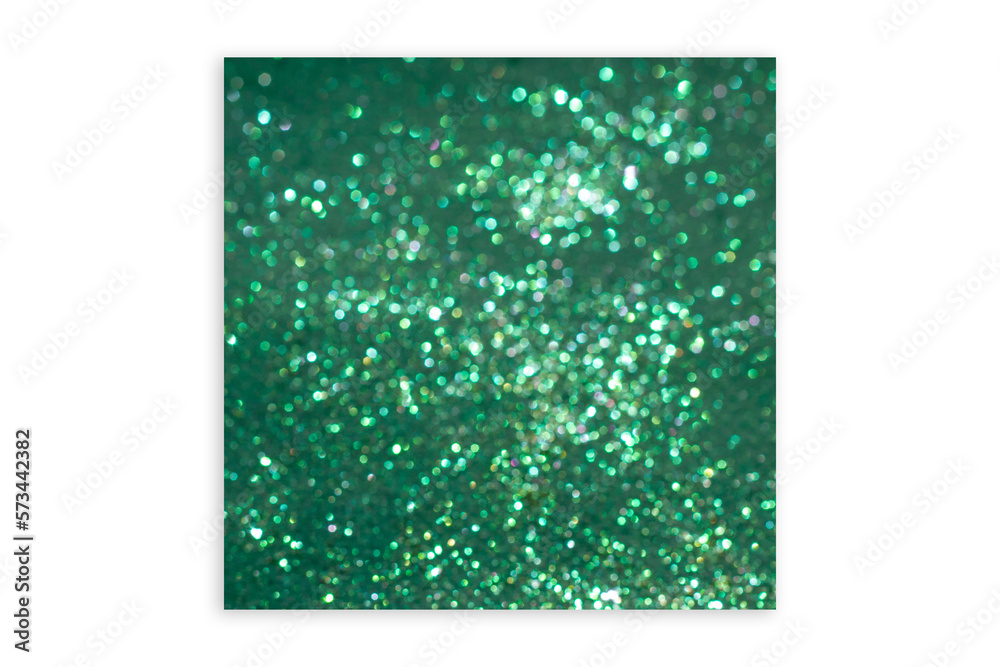 Unfocused shiny green background, cut square on transparent background ...