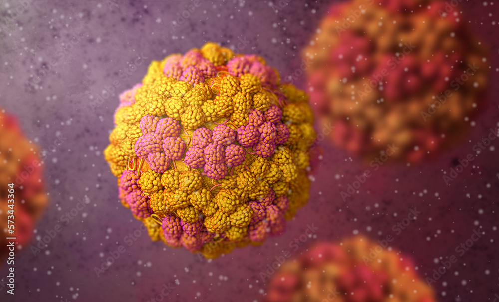 ภาพประกอบสต็อก Medical background, Hepatovirus A, HAV, a type of virus ...