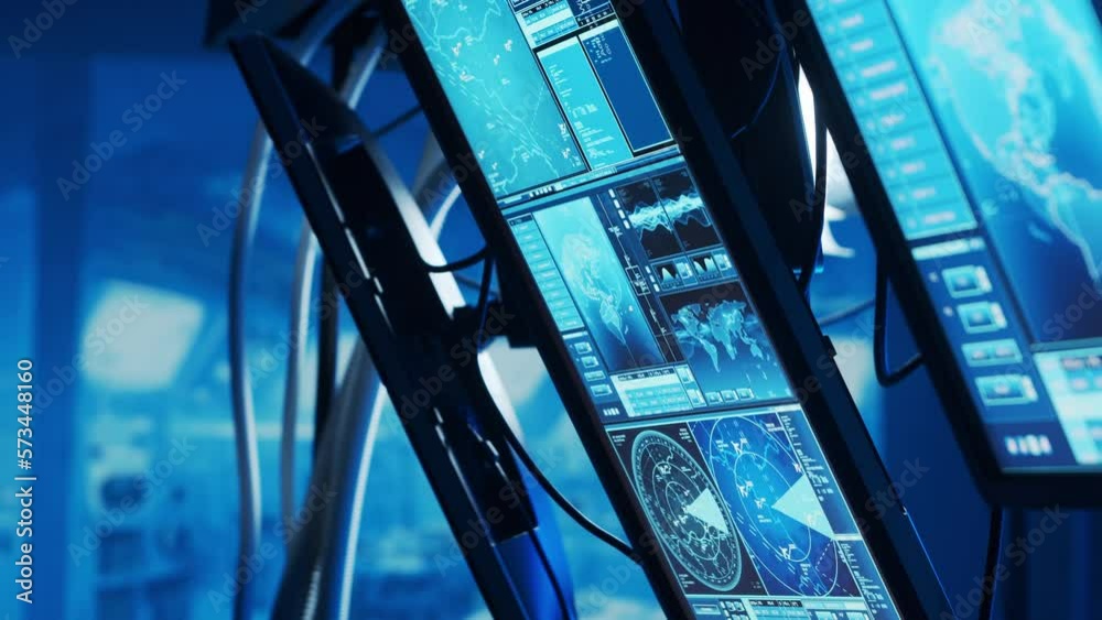 Vidéo Stock Futuristic spaceship control panel interface. Spacecraft ...