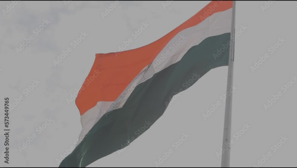 India flag flying high at Connaught Place with pride in blue sky, India ...