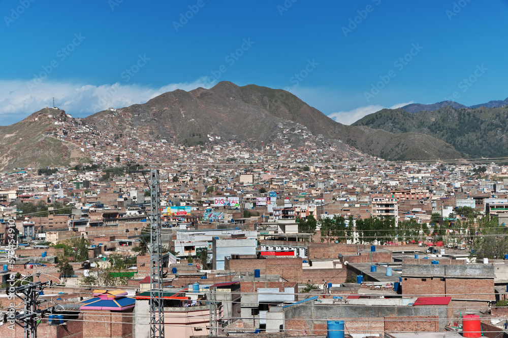 Poster The panoramic view of Mingora in Swat valley of Himalayas ...
