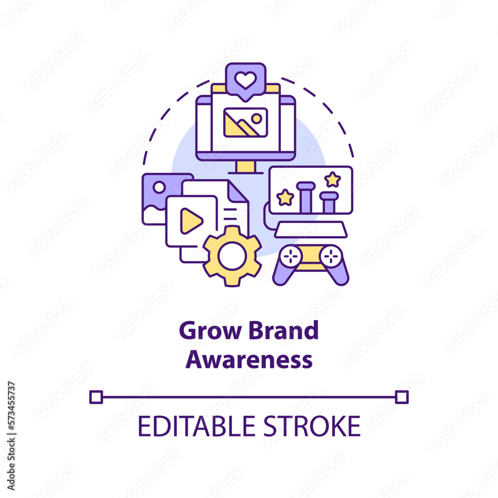 Grow brand awareness concept icon. Digital marketing gamification pros ...