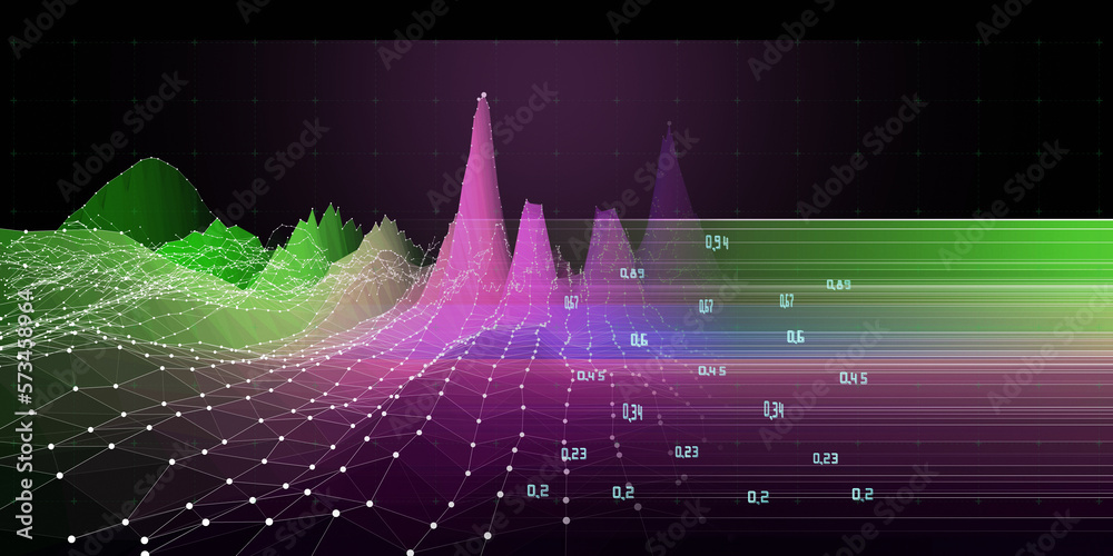 Abstract background data graph from dots and blurred data lines on ...