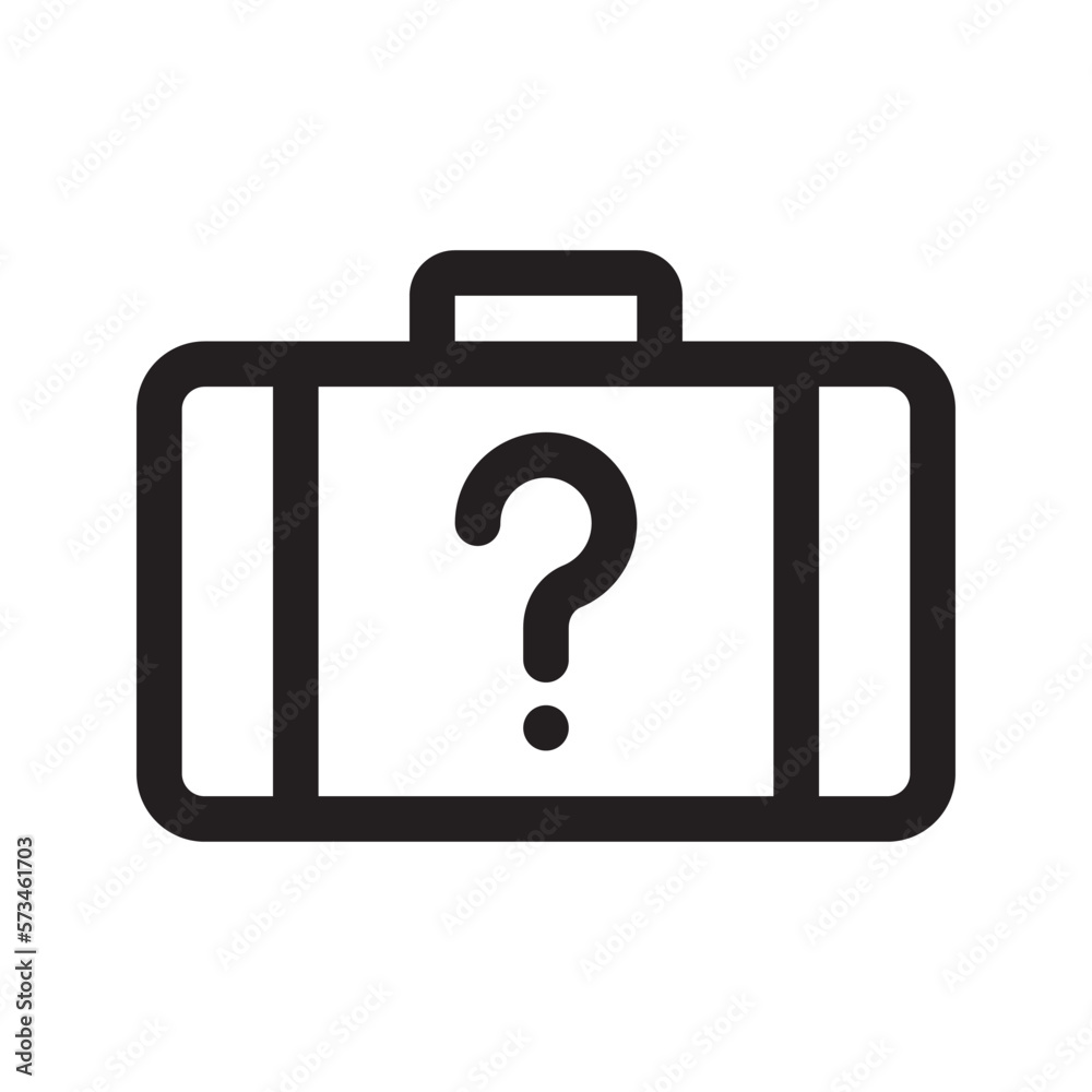 Lost and found outline icon. Suitcase with question mark line sign ...