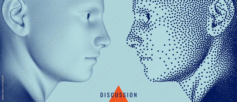 Two opponents facing each other. People talk face to face. Illustration ...