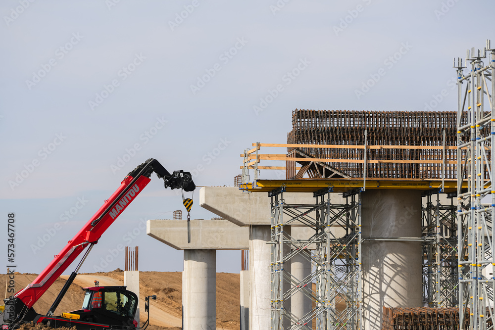 Construction industry. The construction site of a new highway in Tunari ...