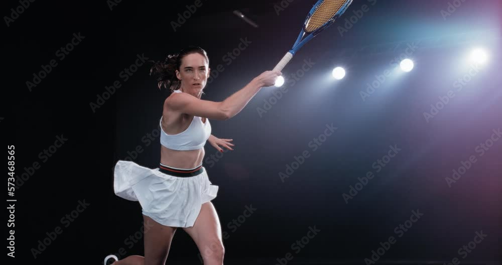 Aesthetic Tracking Shot of Tennis Ball Flying Toward Athletic Female ...