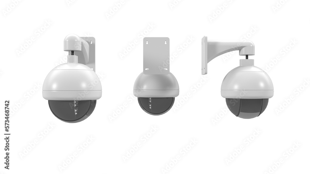 3d rendering PNG CCTV camera set (Front, Back, Side View), white CCTV ...
