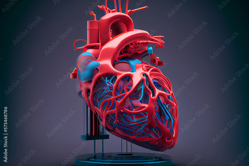 Human heart model printed on a 3D printer, showcasing the intricate ...