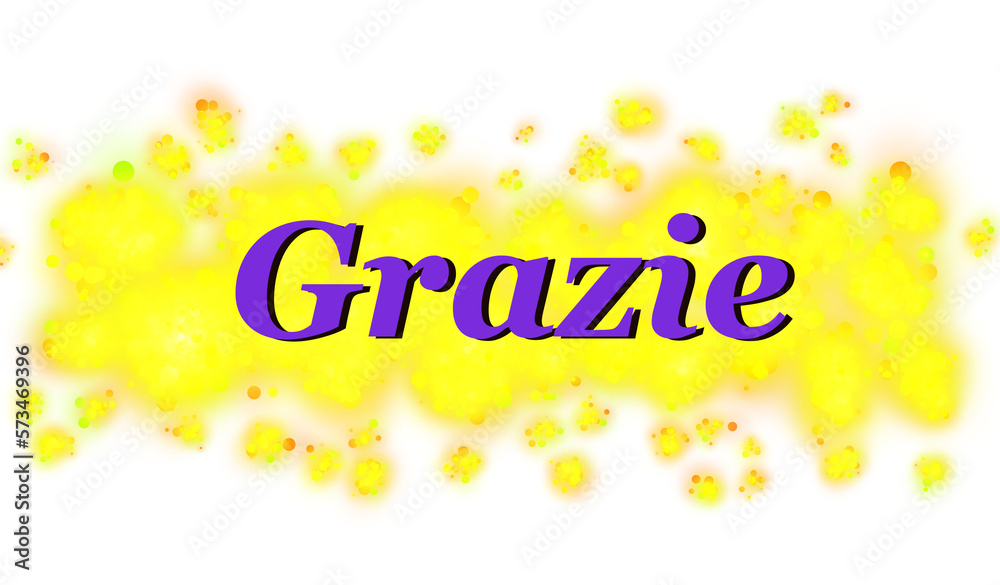 grazie - thank you written in Italian - violet color - yellow glitter ...