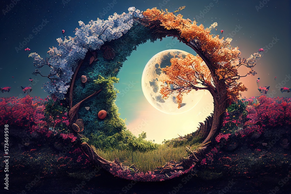 Spring Equinox background, march september season generative ai Stock ...