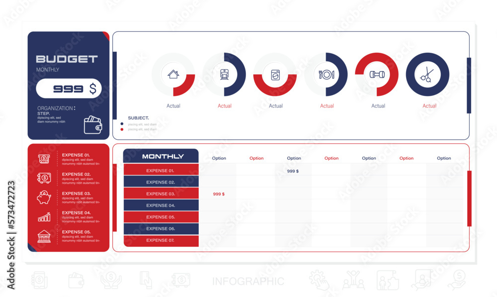 Infographic Monthly modern Timeline Gantt chart with table. stock ...