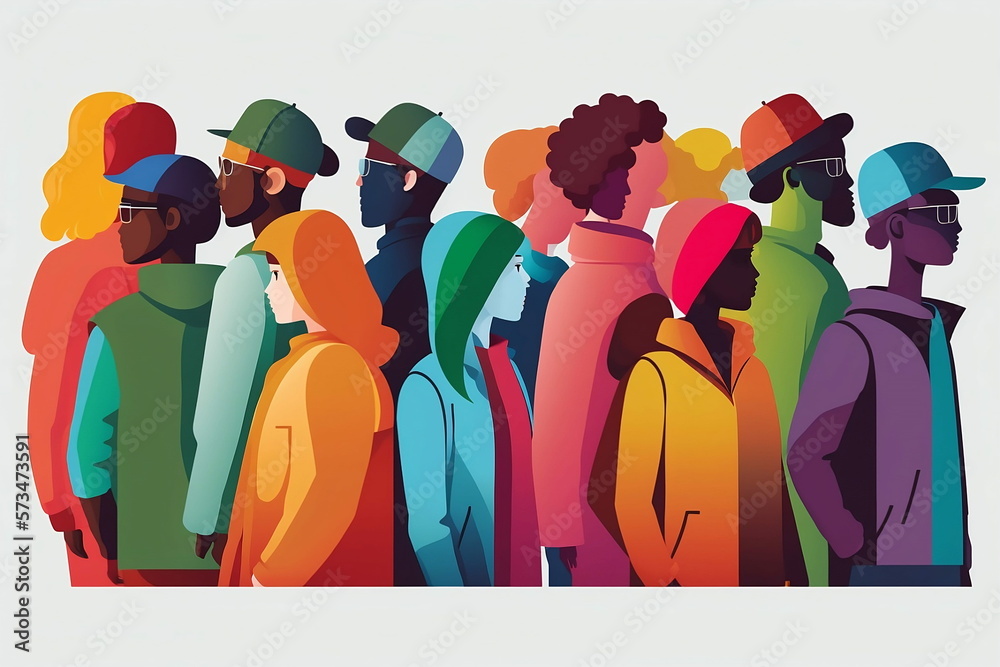 Silhouettes of people show cultural diversity, one group, same humans ...