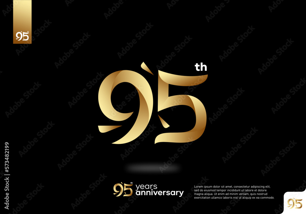 Number 95 gold logo icon design, 95th birthday logo number, 95th ...