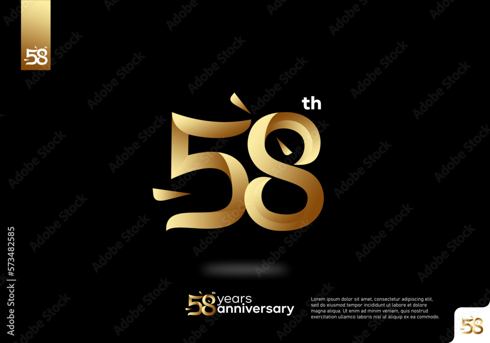 Number 58 gold logo icon design, 58th birthday logo number, 58th ...