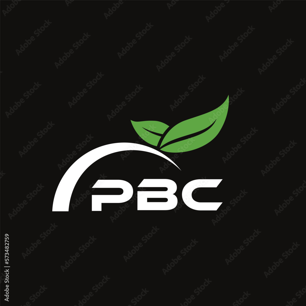 PBC letter nature logo design on black background. PBC creative ...