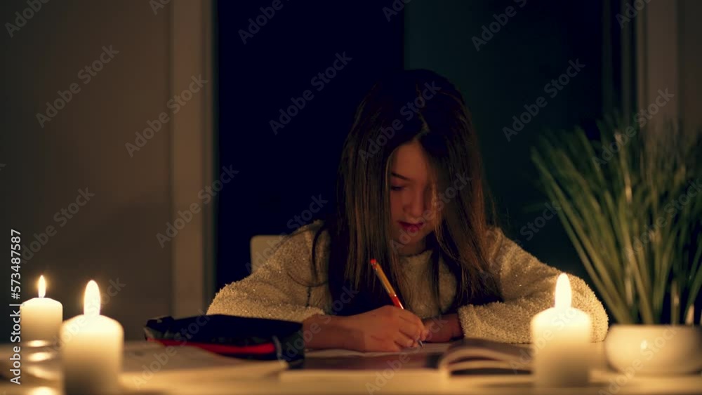 Poor young rural girl from informal settlement writing and learning ...