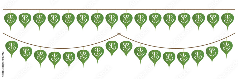 peepal leaf cut ganpati Garland. Decoration for Indian Hindu Auspicious ...