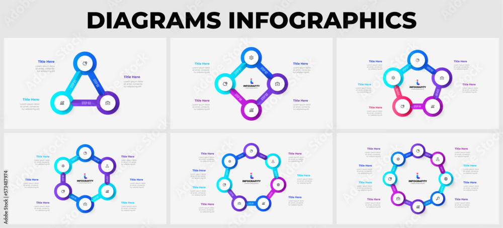 Set of vector cycle infographics. Circle with arrows. Presentation ...