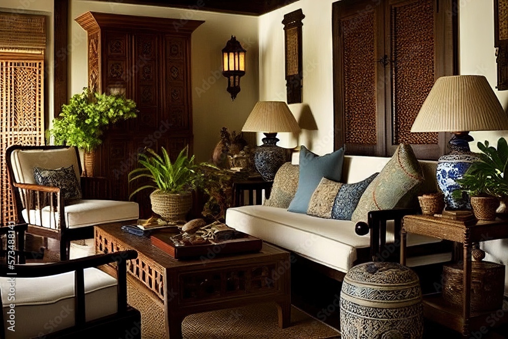 Traditional Filipino Living Room 1.. Generative AI. Stock Illustration ...