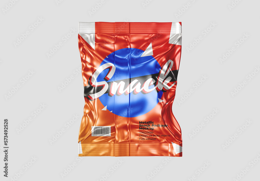 Snack Metallic Pouch Packaging Mockup Stock Template | Adobe Stock