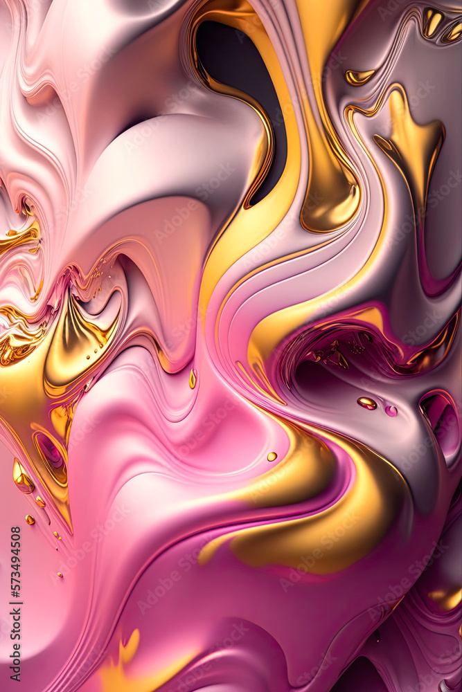 artistic fluid gold & silver, pink & yellow apple/mac fluid swirl vertical phone wallpaper ...