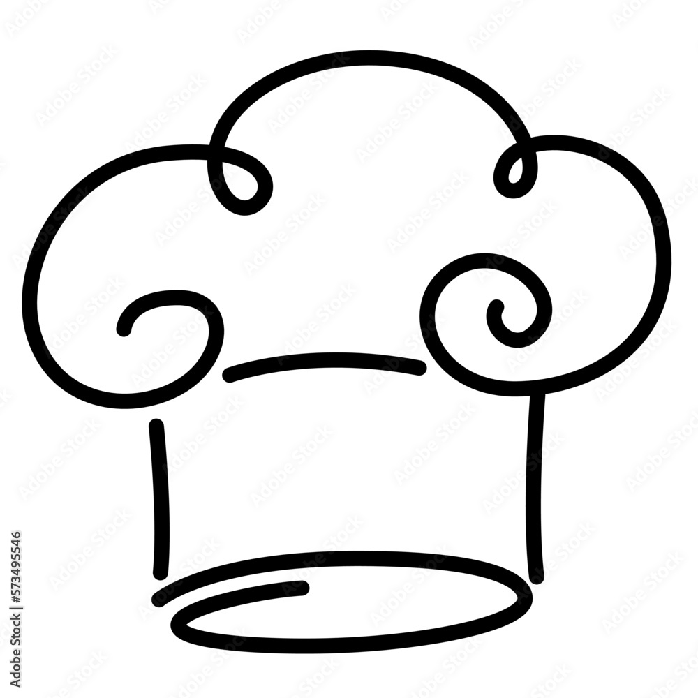 Poster Chef hat line art, chef hat symbol, black line on white ...