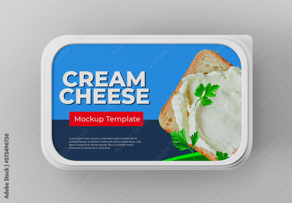 Cream Cheese Container Packaging Mockup Stock Template | Adobe Stock