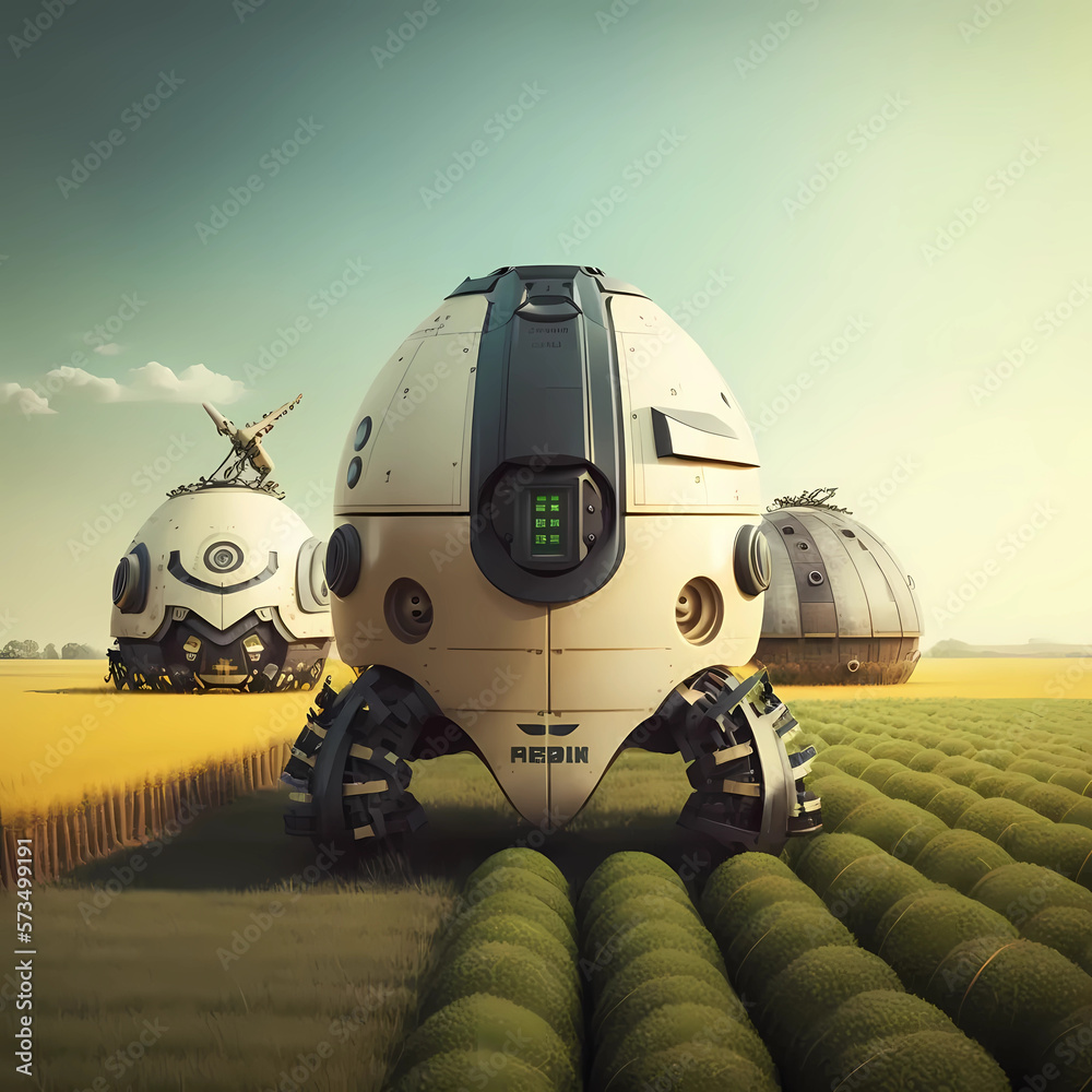 Futuristic farming automation, modern agriculture, field farming ...