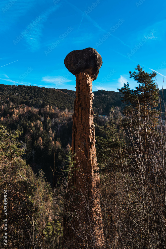 Huge rock supported by the tallest earth column in the world. Earth ...