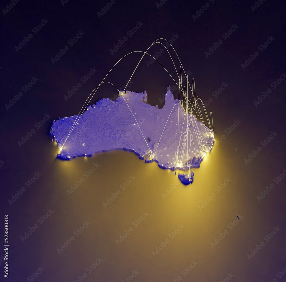 Australia concept map, map of Australia suitable for technology, export ...