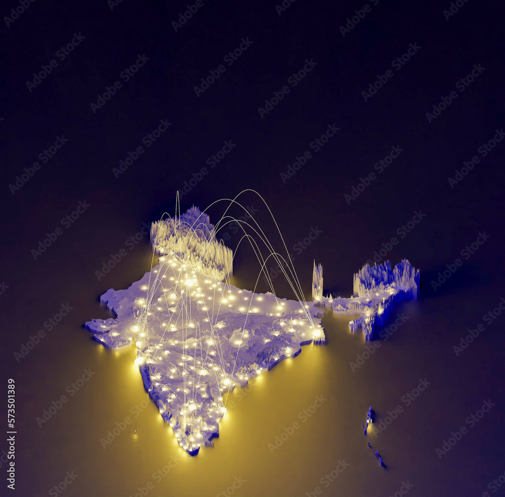 India concept map, map of India suitable for technology, export, smart ...