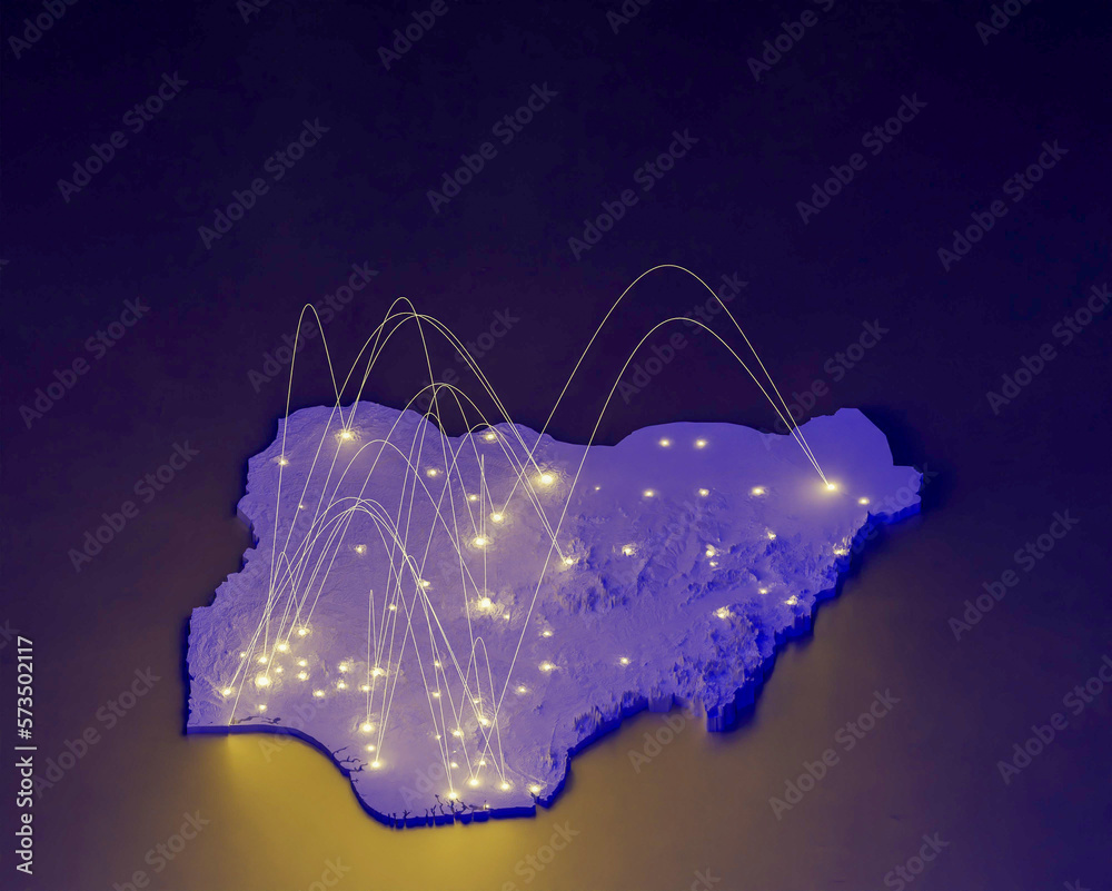Nigeria concept map, map of Nigeria suitable for technology, export ...
