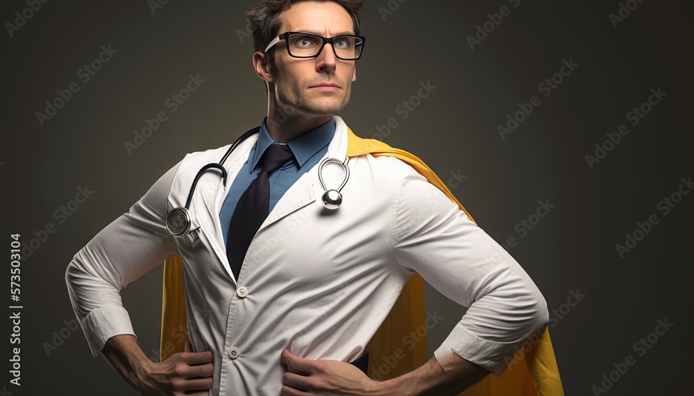 Doctor super-hero illustration of a doctor in hero pose generative ai ...