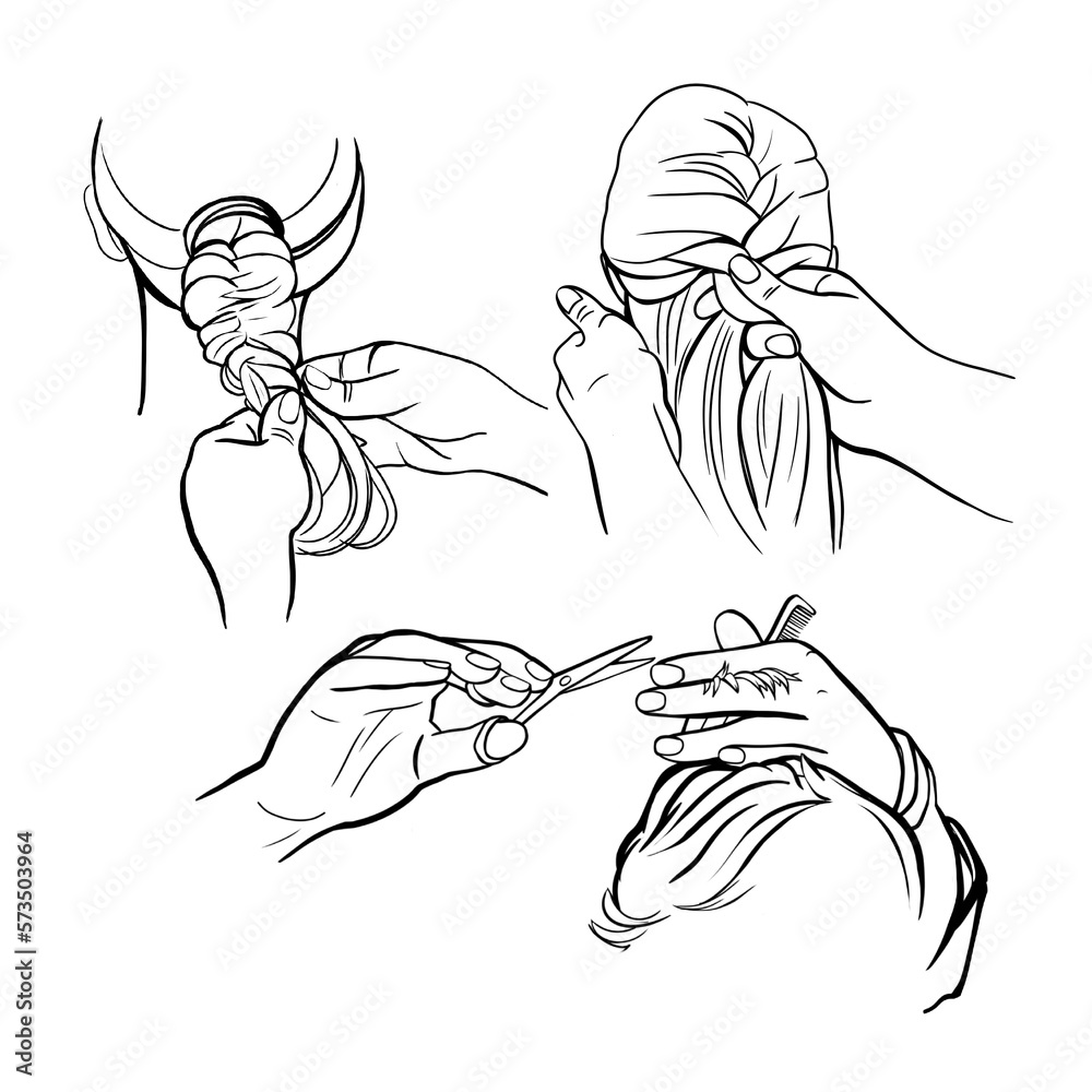 Drawings for advertising of hairdressing services, illustration of ...