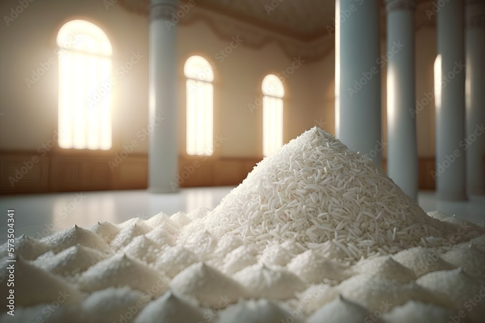 pile of plastic rice in the mosque giving zakat rice, Generative AI ...