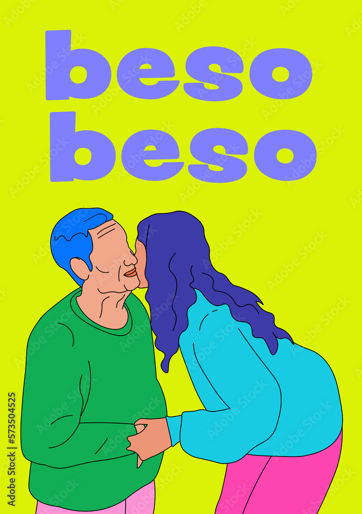 Beso Beso phrase with Filipino Grandpa/ Lolo and young girl Stock ...
