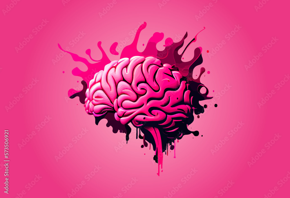 Brain spray-painted with smudges. Human brain isolated vector ...