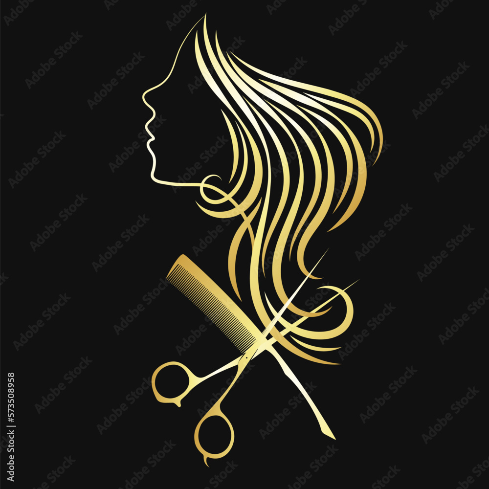 Profile of the face of a girl with curls of hair. Design for hair ...