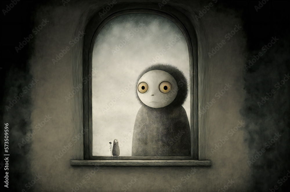Surreal and bizarre painting of two unusual beings. Fictional digital ...