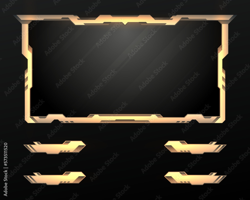 Abstract bronze game gui live stream overlay webcam screen panel frame ...