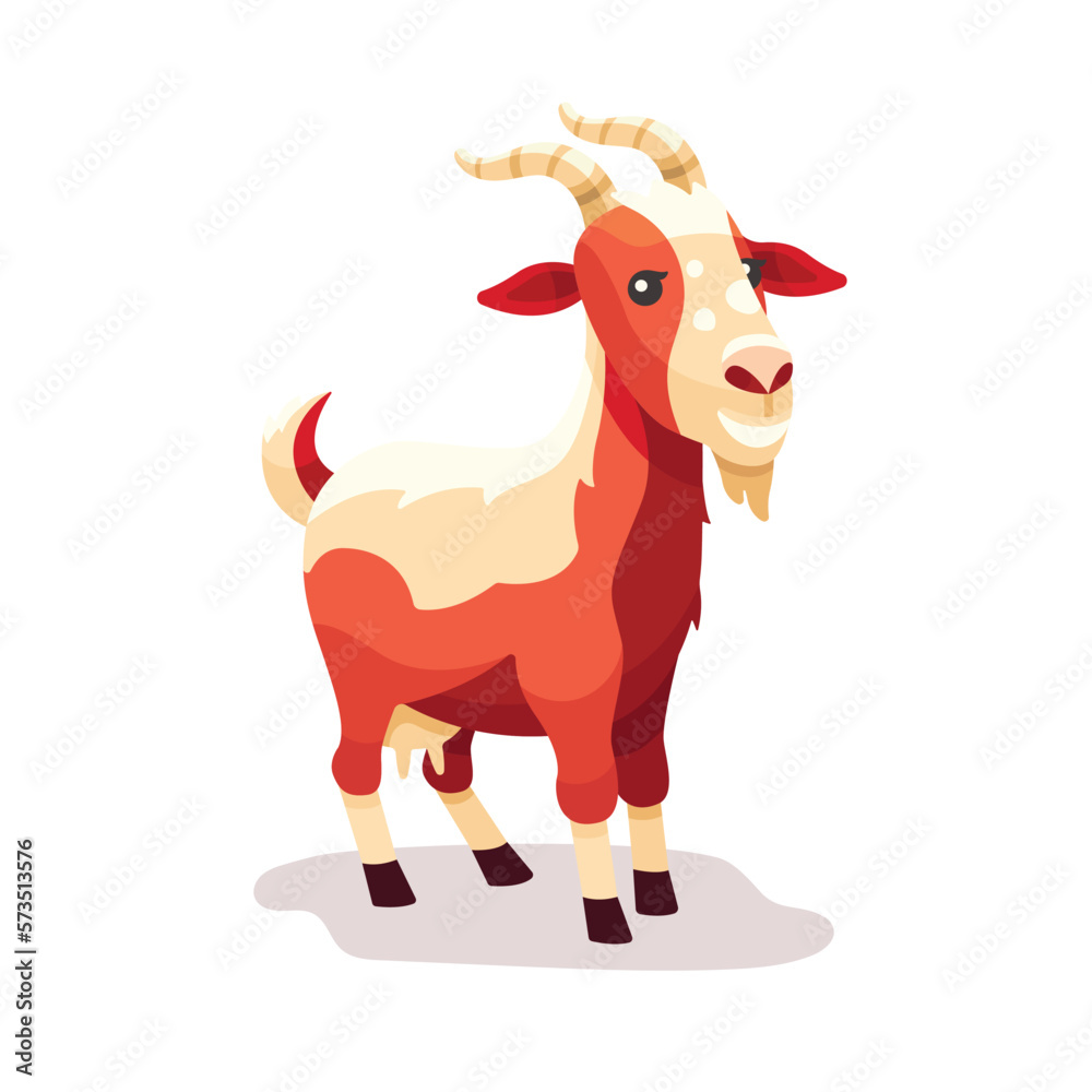 Cute goat vector flat illustration isolated on white background. Farm ...