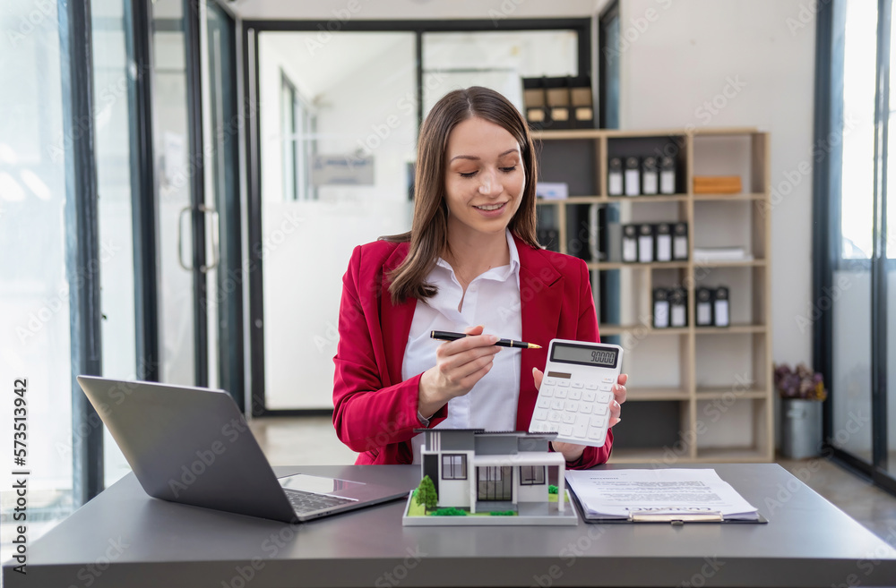 Accountant, businessman, real estate agent, Businessman handing model ...