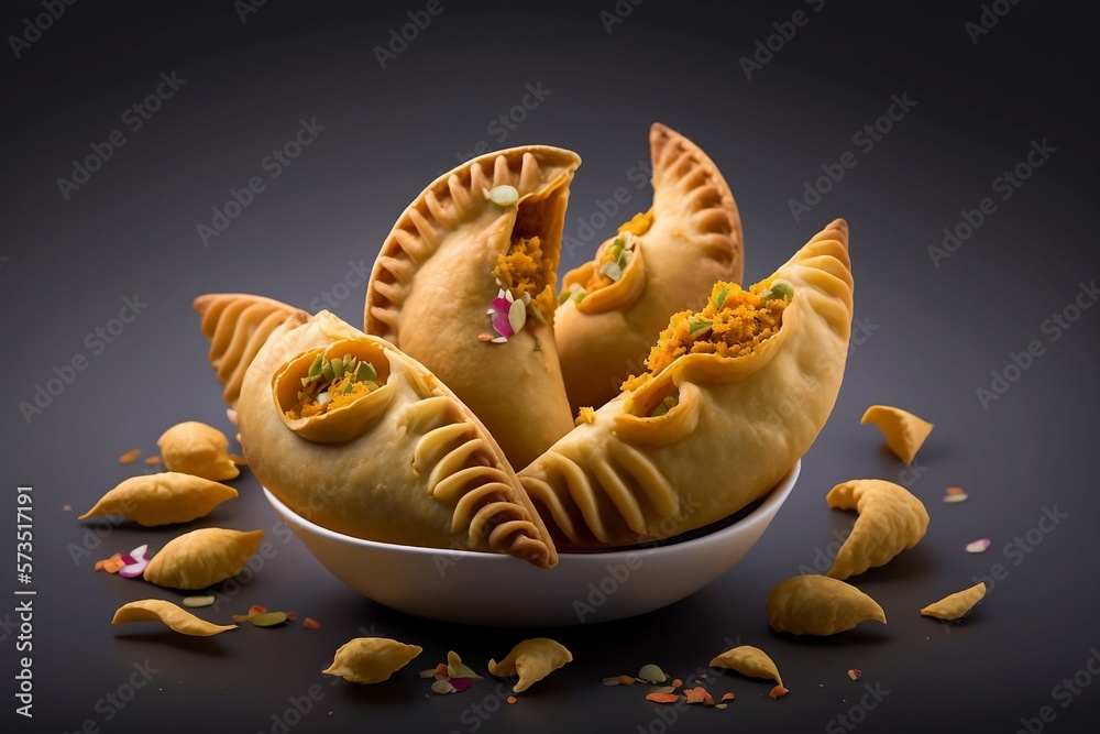 Gujiya, a traditional Indian sweet, Holi Gujiya, Generative AI Stock ...