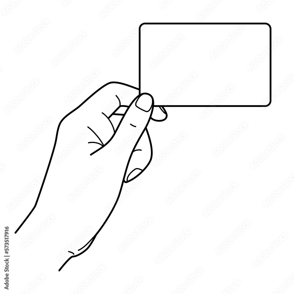 Line drawing illustration of holding and presenting the edge of a card ...
