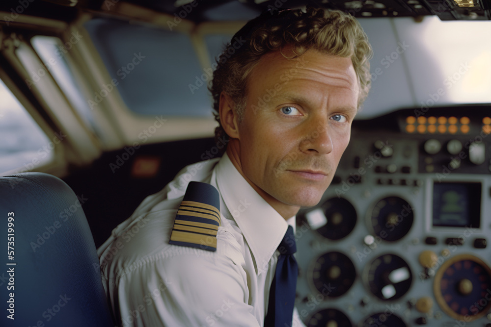 ภาพประกอบสต็อก commercial pilot | In the cockpit of a modern commercial ...