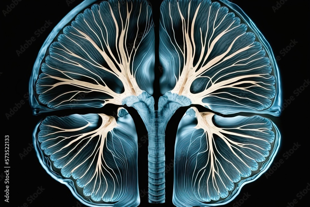 Generative AI. An illustration of an MRI of the brain. Visualization of ...